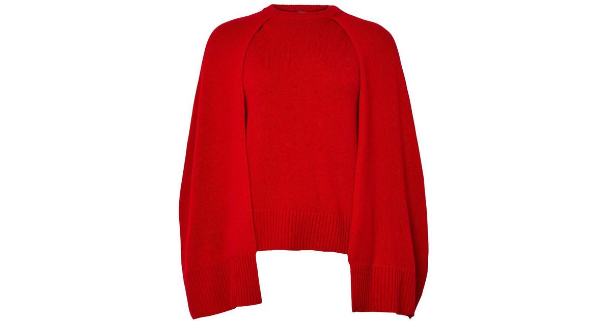 TOTEME Round Neck Knit Cape in Red | Lyst