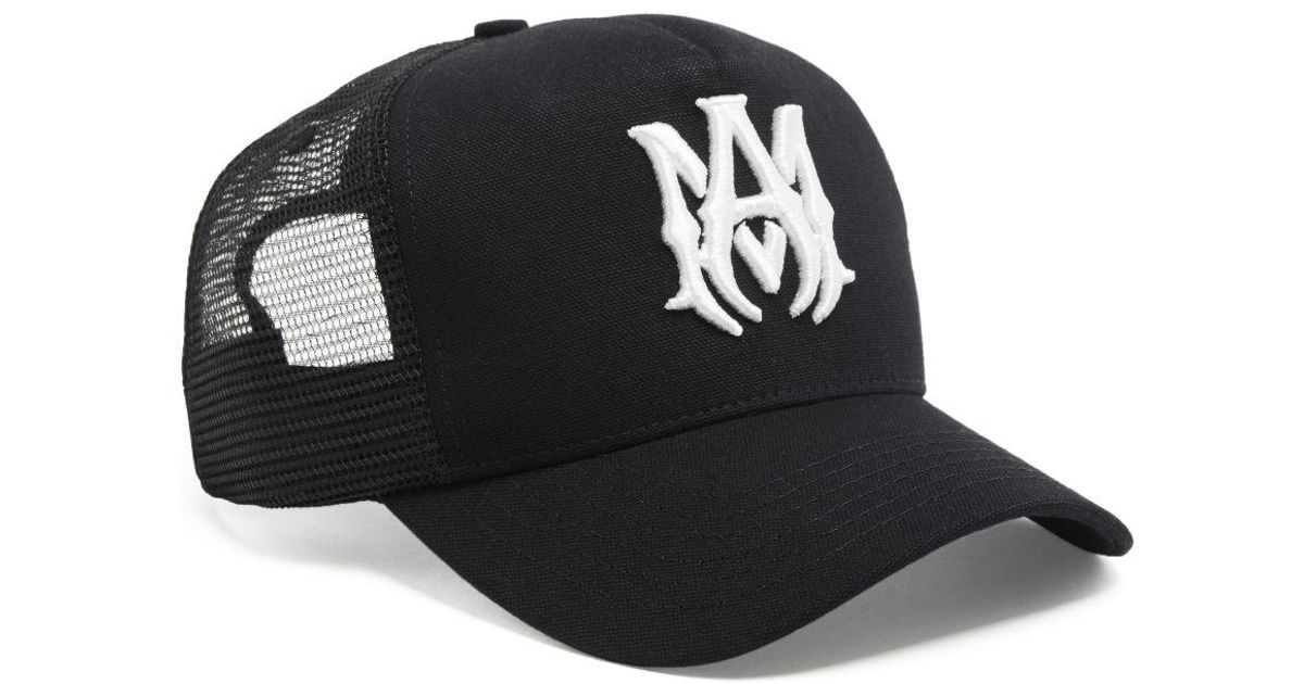 Amiri Ma Logo Trucker Cap in Black for Men | Lyst
