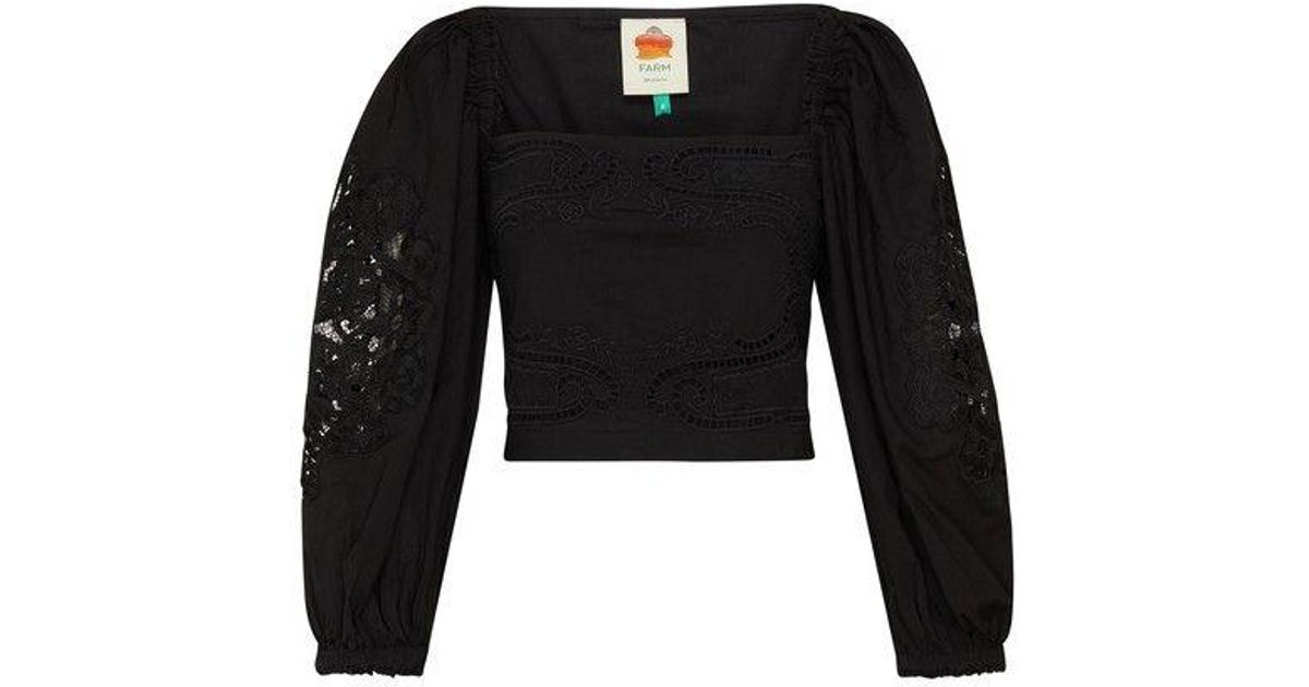 FARM Rio Short Sleeve Blouse in Black | Lyst