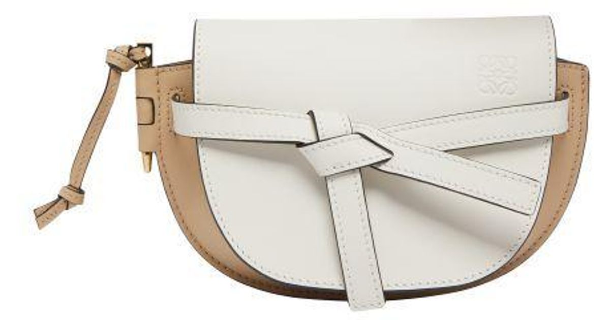 Loewe Pap Craft Gate Dual Mini Leather Shoulder Bag in White | Lyst