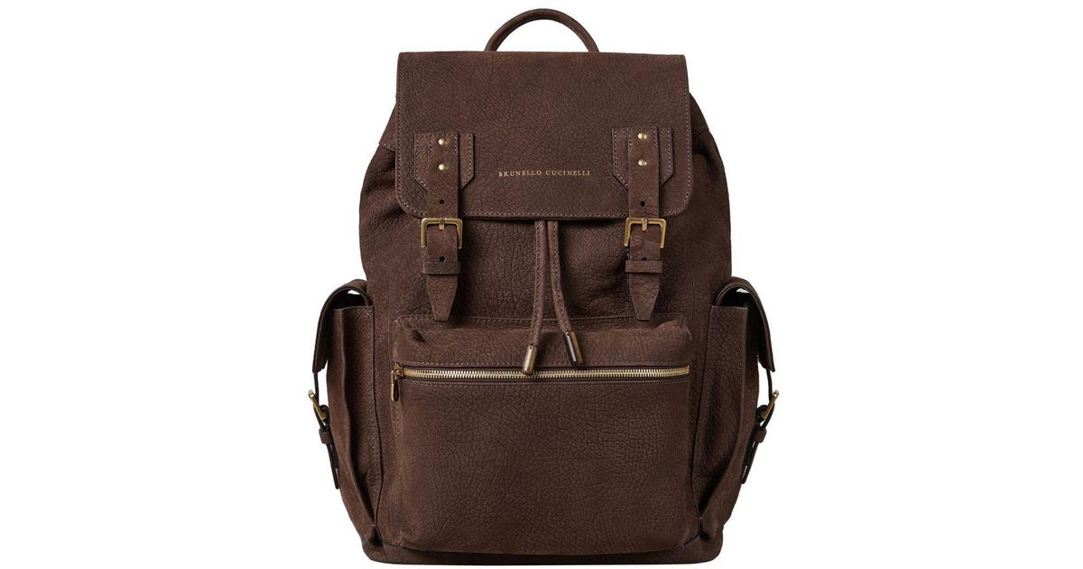 Brunello Cucinelli City Backpack in Brown for Men | Lyst