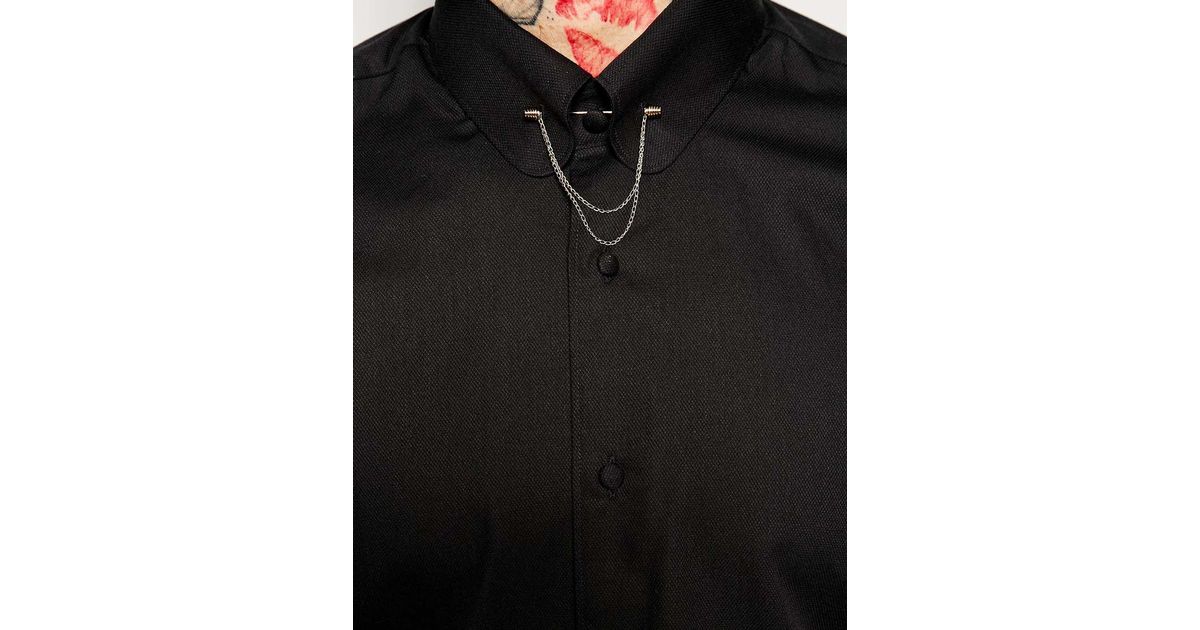 Noose And Monkey Shirt With Gold Collar Bar & Chain In Super Skinny Fit ...