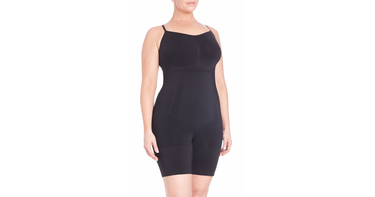 Spanx Oncore Mid Thigh Plus Size Bodysuit In Black Lyst
