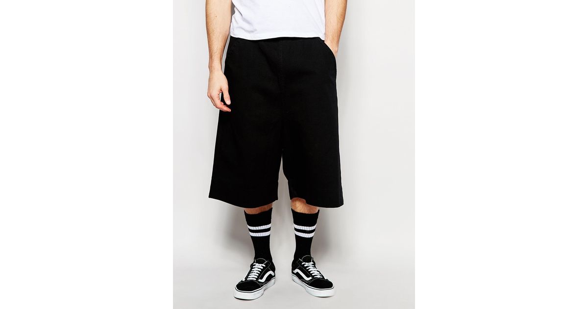 ASOS Oversized Shorts In Twill in Black for Men | Lyst