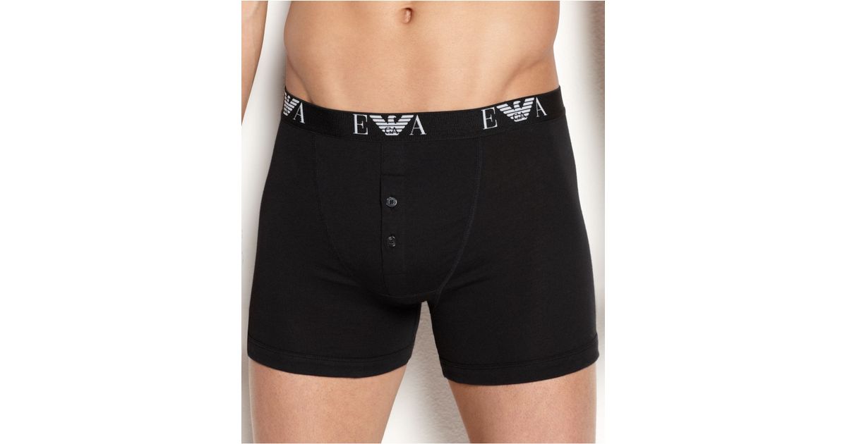 Emporio Armani Genuine Cotton Button Fly Boxer Briefs 3 Pack in Black ...