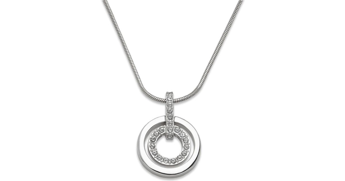 Swarovski Crystal Double Circle Pendant in Silver (Metallic) | Lyst Swarovski Crystal Double Circle Pendant in Silver (Metallic) | Lyst