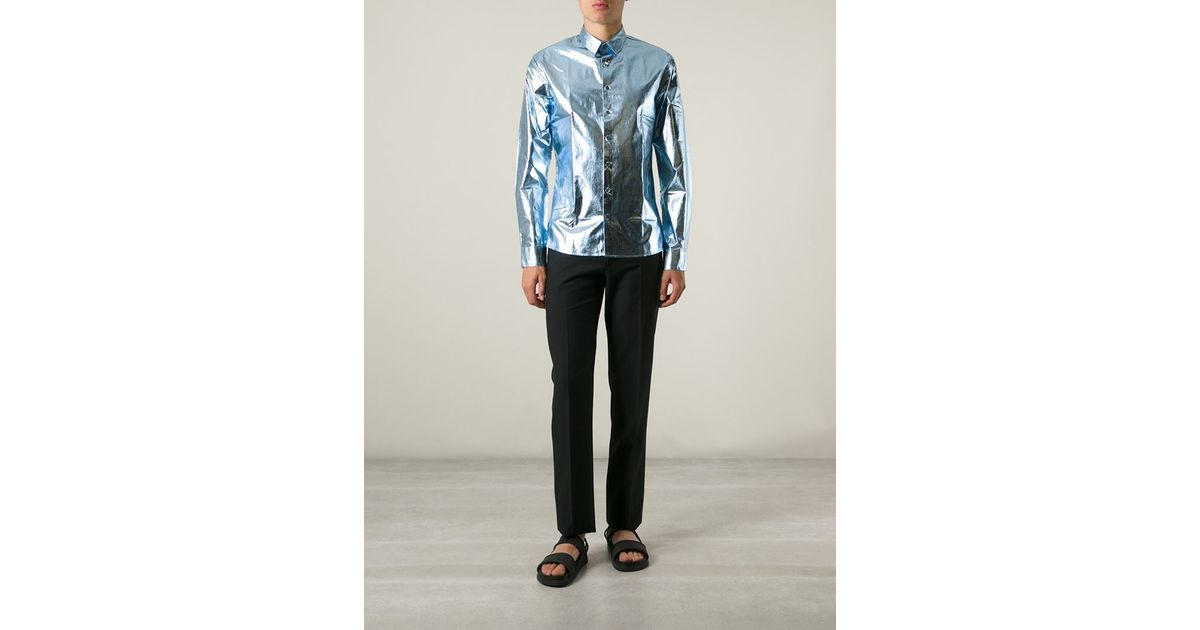 Les Hommes Metallic Shirt in Blue for Men | Lyst