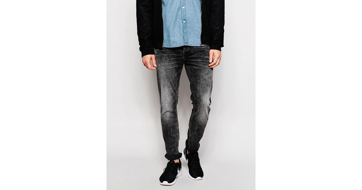 Only & Sons Acid Wash Black Jeans In Slim Fit in Gray for Men | Lyst