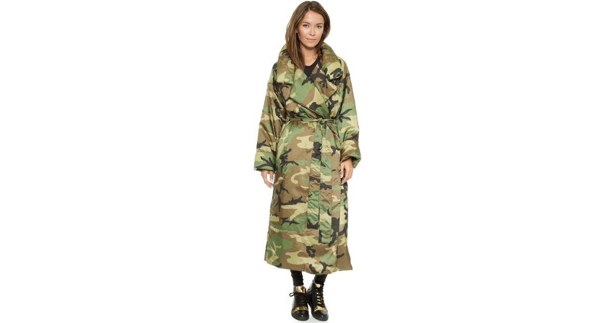 Norma Kamali Classic Long Narrow Coat - Camo in Green | Lyst