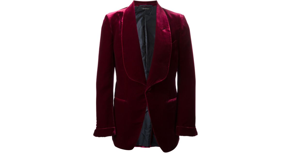 Tom Ford Shawl Lapel Velvet Blazer in Red for Men | Lyst