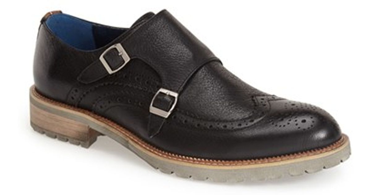 Joe's Jeans Leather 'benji' Double Monk Strap Wingtip in Black for Men ...