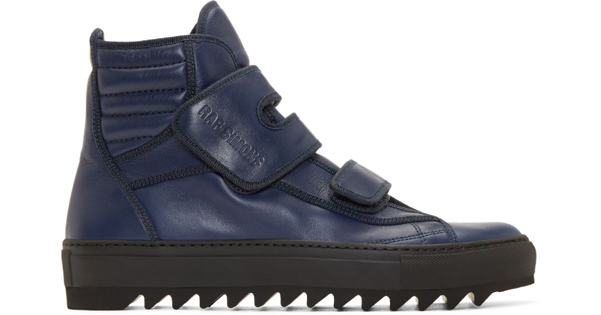Raf Simons Navy Velcro High_top Sneakers in Blue for Men | Lyst