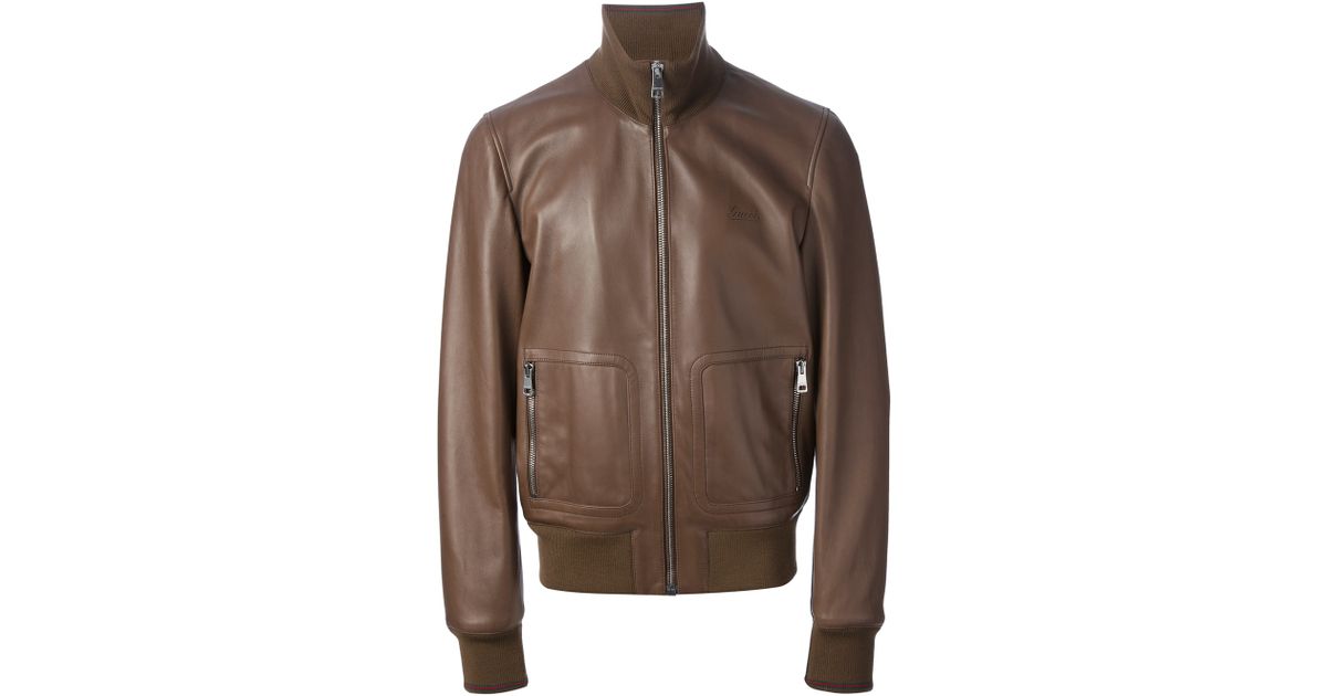 Gucci Leather Jacket in Brown for Men | Lyst