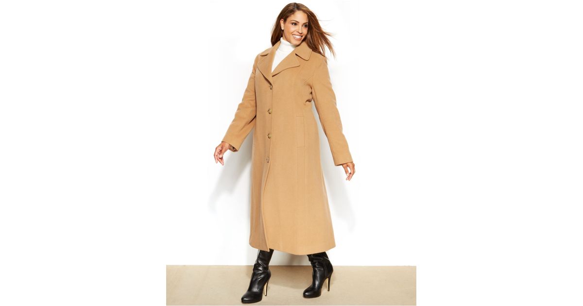 Anne Klein Plus Size Wool Cashmere Blend Maxi Walker Coat In Camel