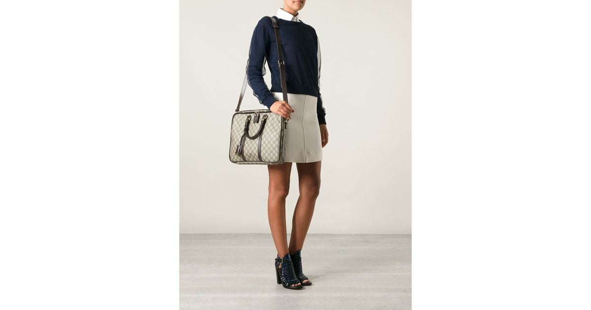 Gucci Signature Monogram Laptop Bag in Natural | Lyst UK