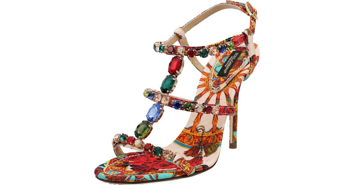 Dolce And Gabbana Crystal Embellished Sandal In Pink Lyst