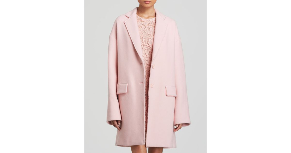 DKNY Wool Blend Coat in Pink | Lyst