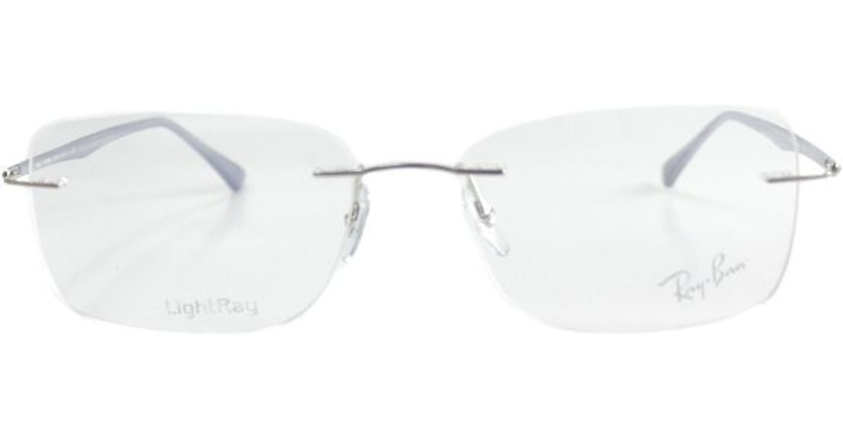 Ray-ban Rx 8725 1002 Silver And Blue Rimless Metal Eyeglasses-54mm in ...