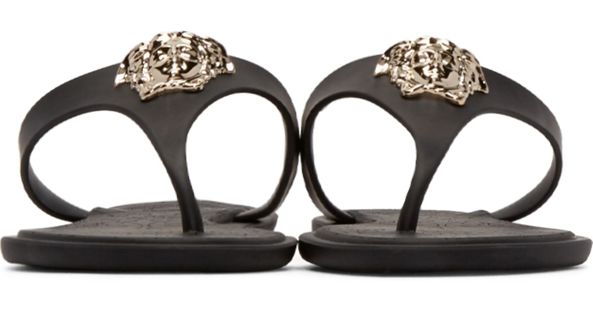 Versace Medusa Rubber Flip-Flops in Black | Lyst