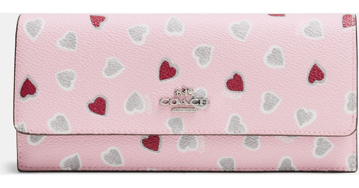 COACH Soft Wallet In Heart Print Coated Canvas in Metallic | Lyst
