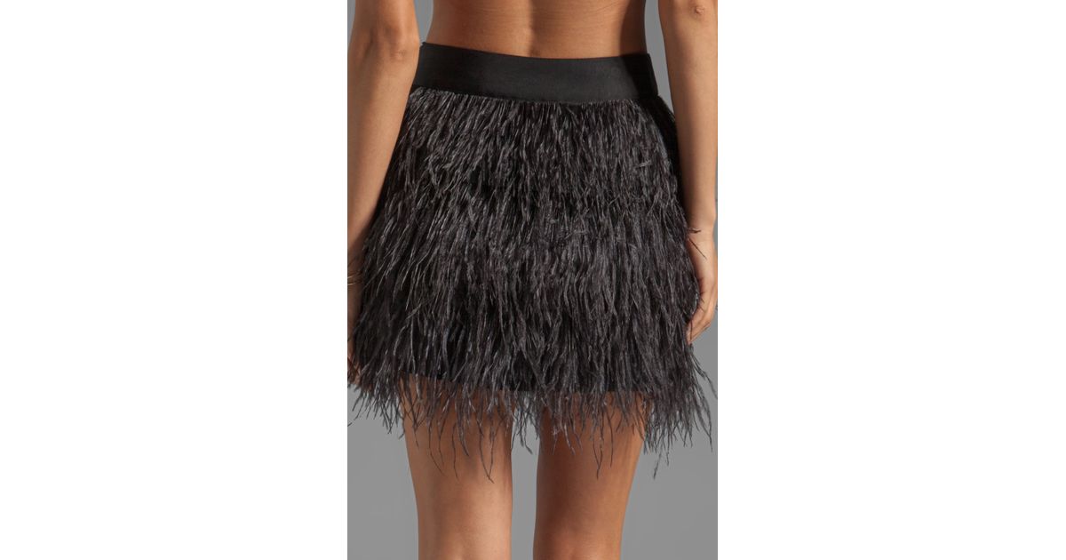 Milly Milly Cocktail Feather Mini Skirt In Black Lyst