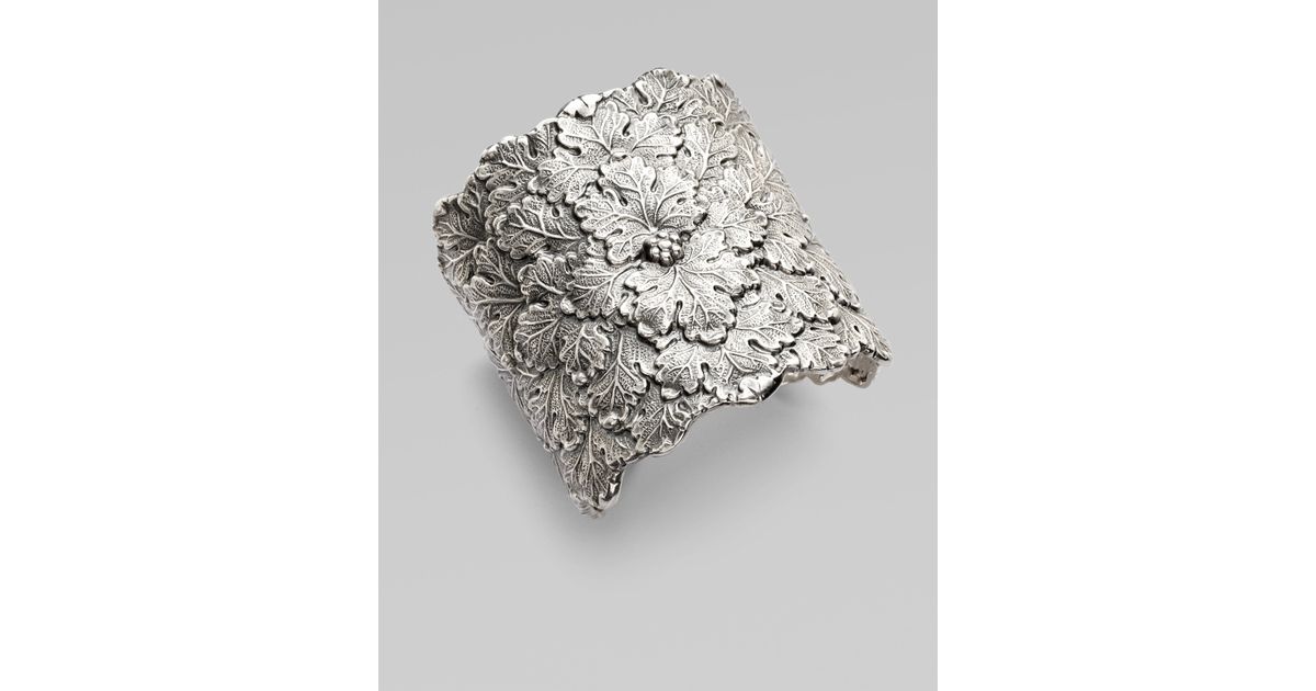 Buccellati Sterling Silver Vine Leaf Cuff Bracelet in Metallic | Lyst