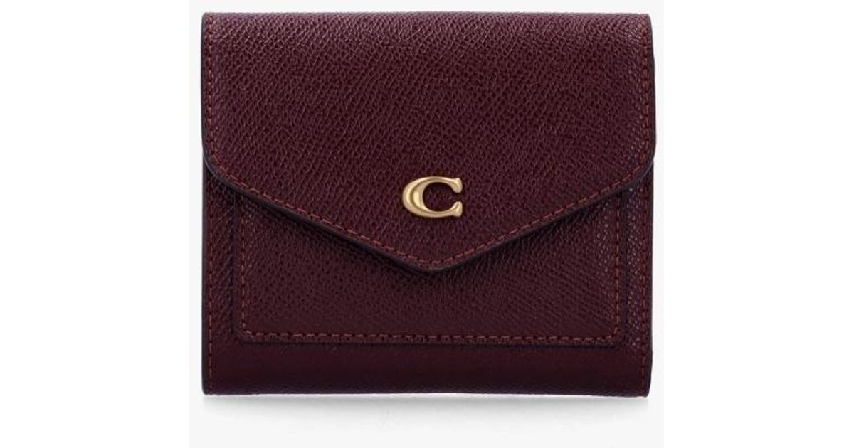 COACH Wyn Burgundy Crossgrain Leather Wallet in Purple | Lyst UK