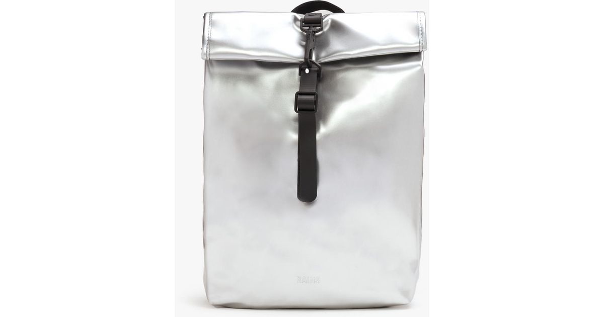 Rains Mini Rolltop W3 Mirror Backpack in Grey | Lyst UK