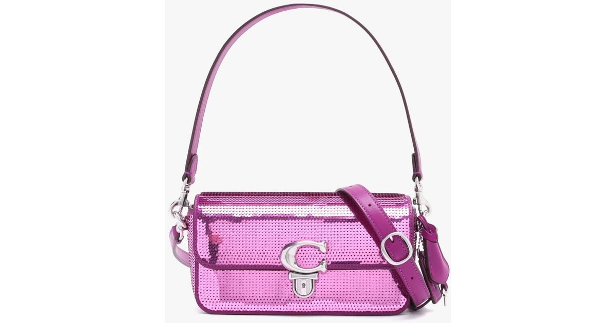 COACH Studio Dark Sequin Baguette Bag in Pink | Lyst UK