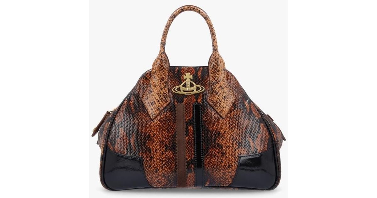 Vivienne Westwood Yasmine Medium Embossed Snake Leather Tote Bag in Brown | Lyst UK