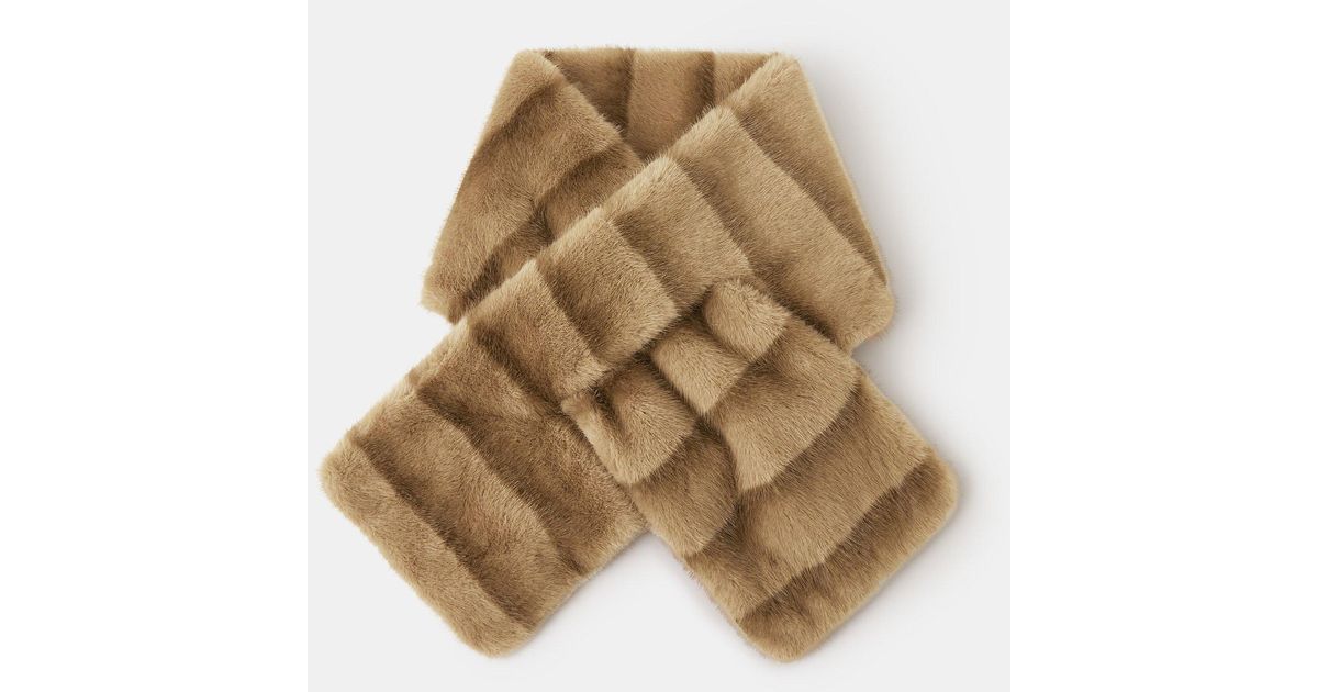 Accessorize Stripe Faux Fur Stole Scarf in Natural | Lyst UK