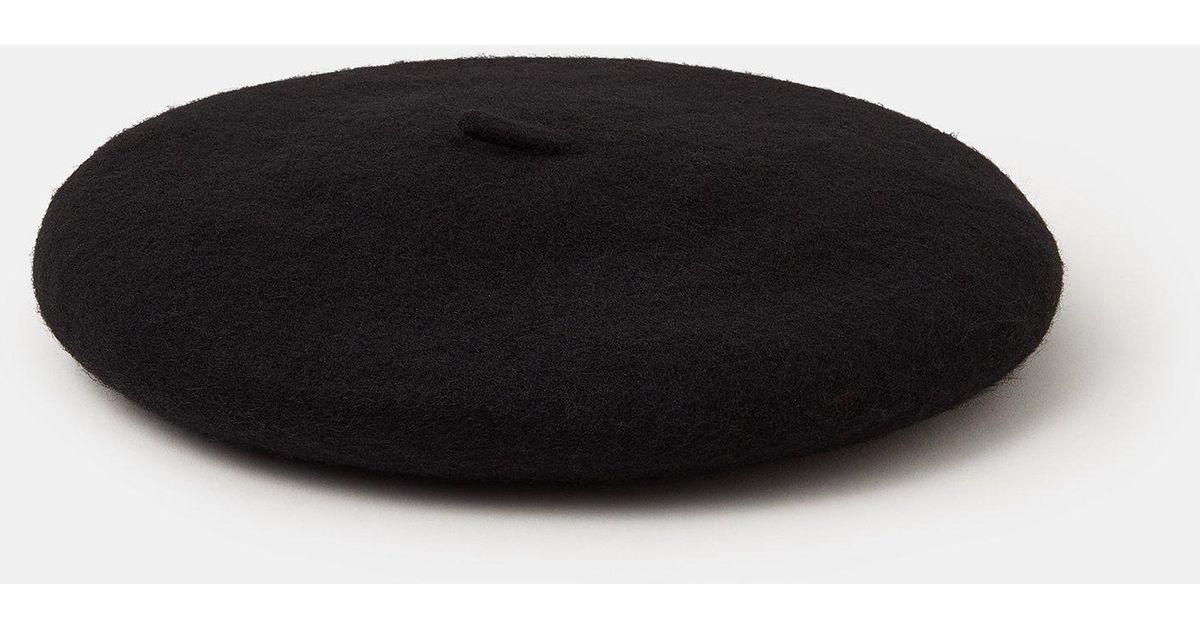 Accessorize Plain Wool Beret in Black | Lyst UK
