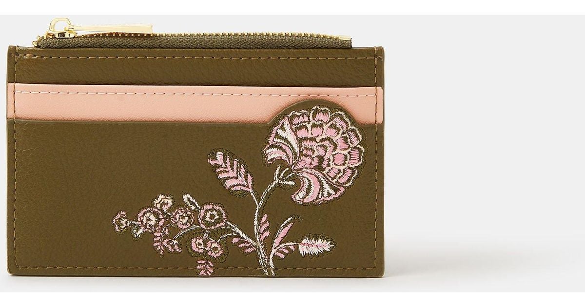 Accessorize Floral Embroidered Card Holder in Natural | Lyst UK