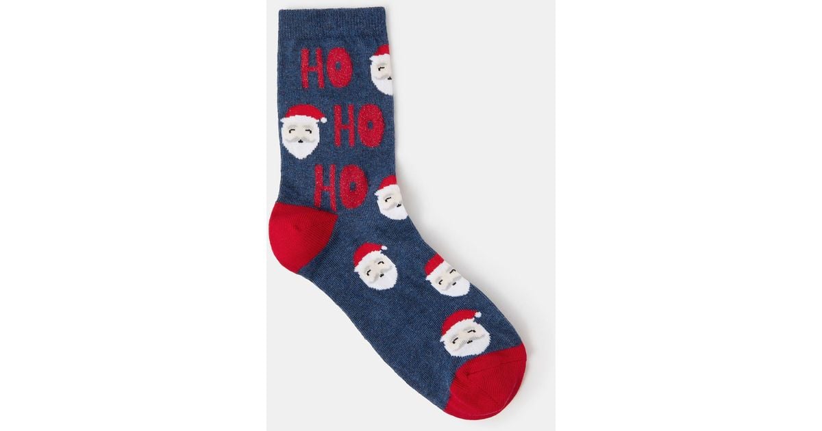 Accessorize Santa Socks in Blue | Lyst UK
