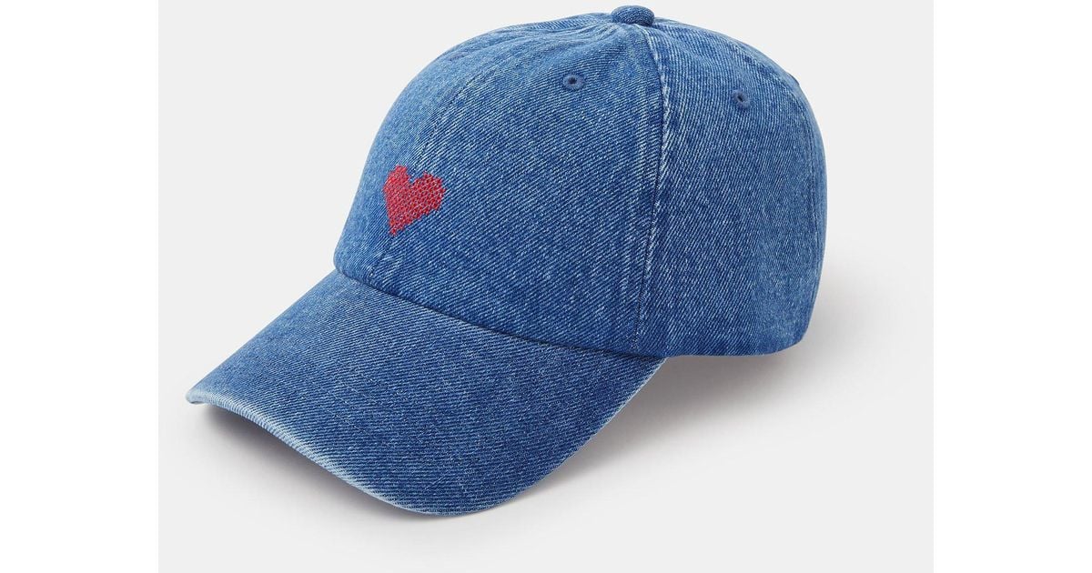 Accessorize Heart Denim Baseball Cap in Blue | Lyst UK