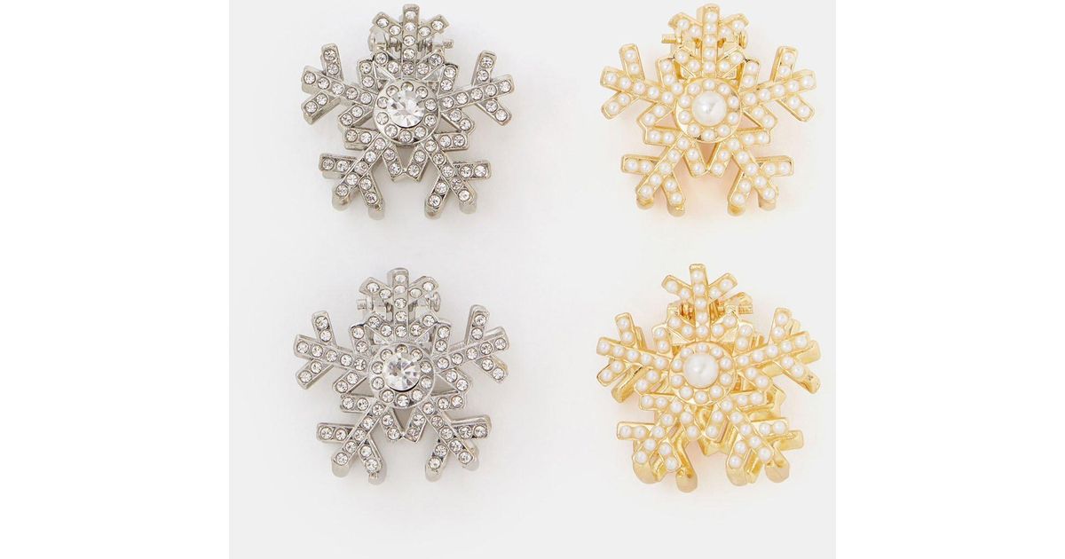 Accessorize 4-Pack Mini Snowflake Claw Clips in White | Lyst UK