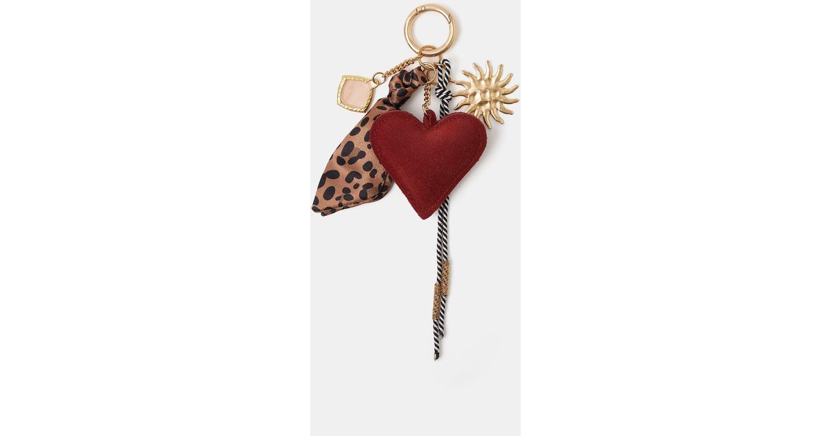 Accessorize Leopard Heart Bag Charm in Red | Lyst UK