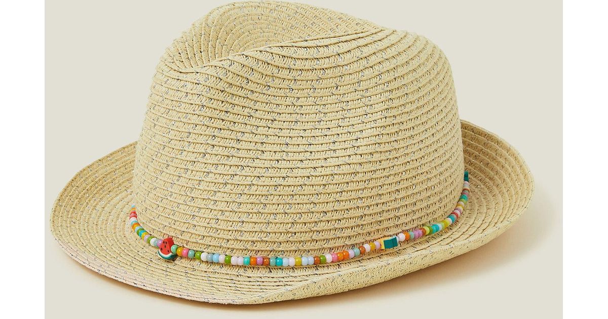 Accessorize Toddler's Girls Beaded Band Straw Hat, Size: 3-6 Years in ...
