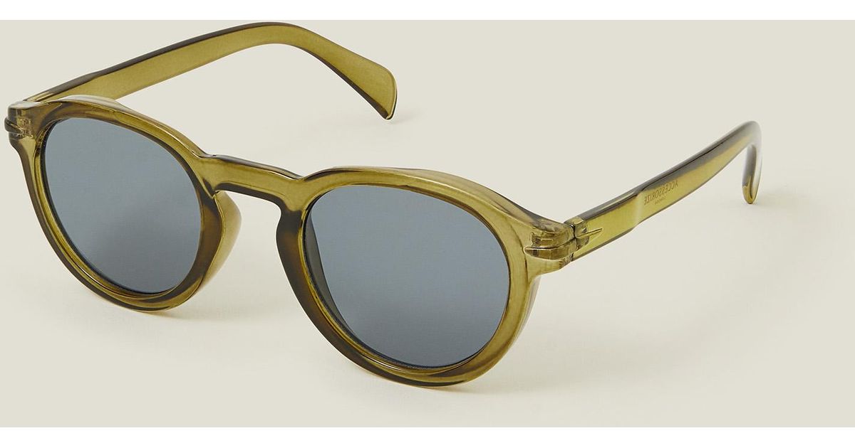Accessorize Round Preppy Sunglasses in Natural | Lyst UK