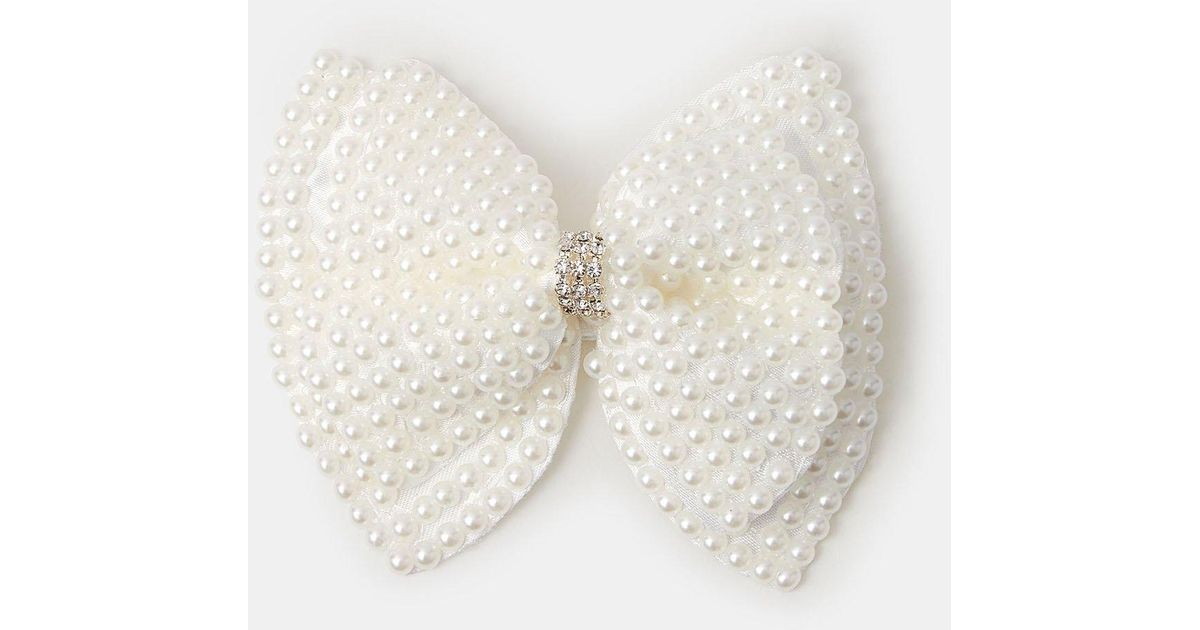 Accessorize Pearl Bow Hair Clip in White | Lyst UK