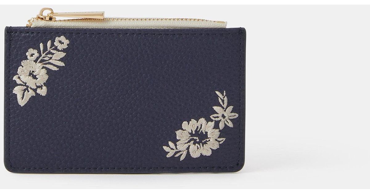 Accessorize Floral Embroidered Card Holder in Blue | Lyst UK
