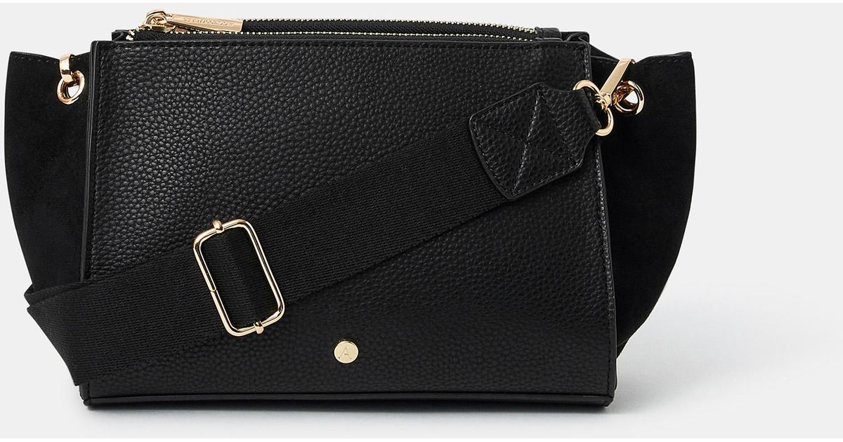 Accessorize Double Zip Crossbody Bag in Black | Lyst UK