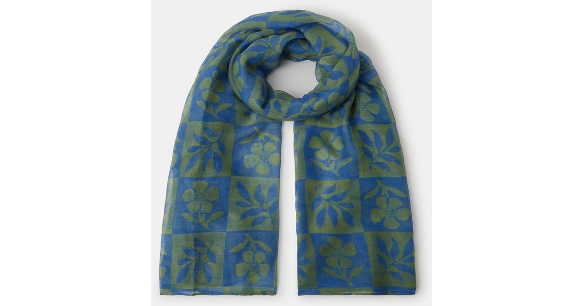 Accessorize Lightweight Flower Tile Print Scarf in Blue | Lyst UK