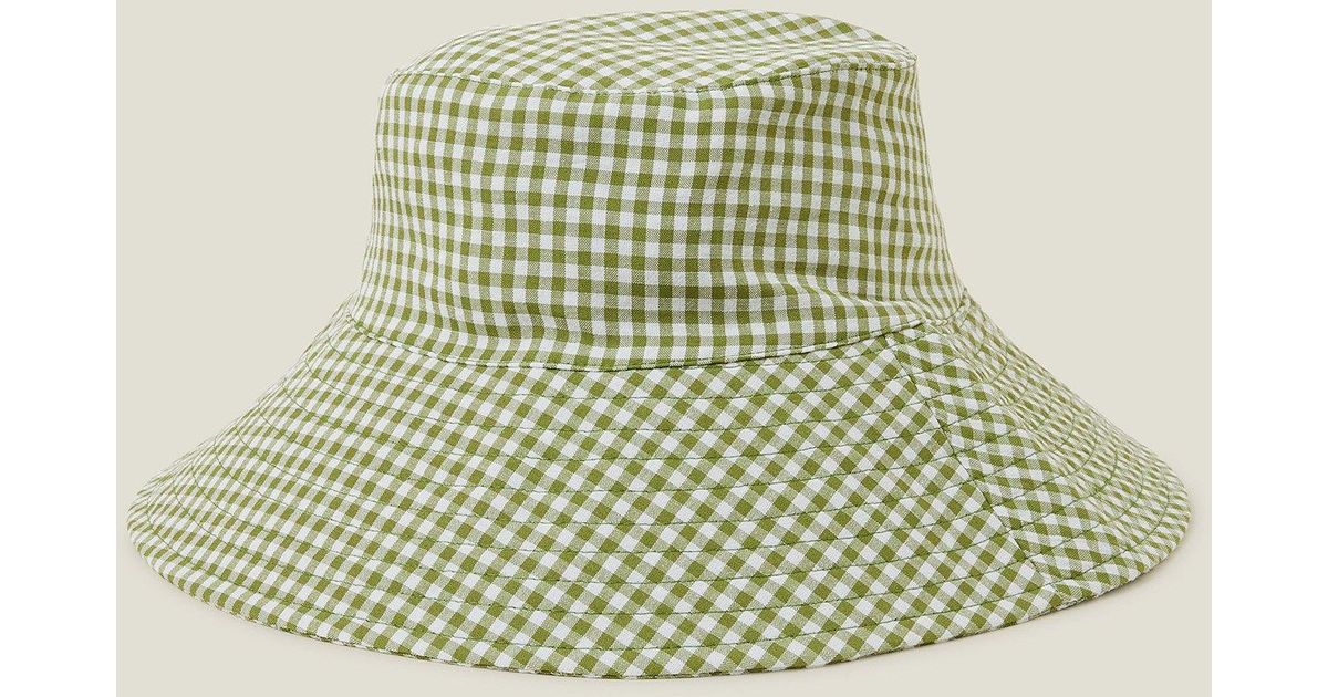 Accessorize Gingham Bucket Hat in Green | Lyst UK
