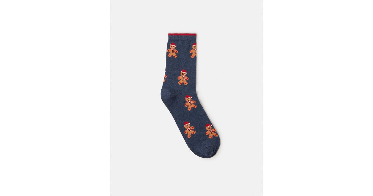 Accessorize Gingerbread Santa Print Socks in Blue | Lyst UK