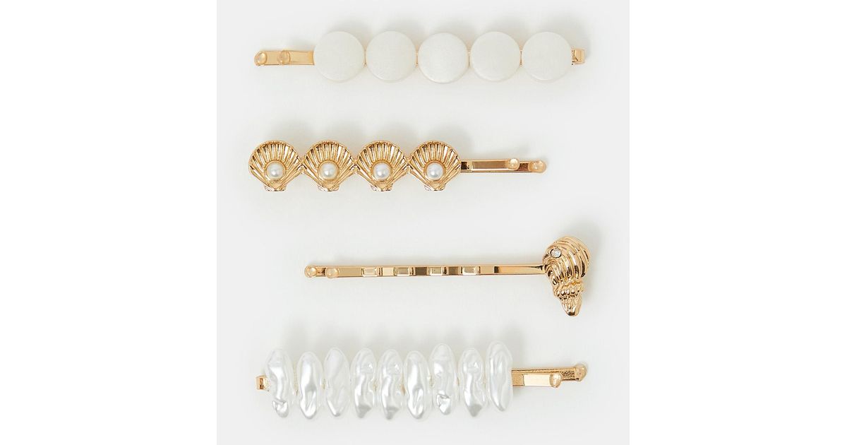 Accessorize 4-Pack Shell Pearl Hair Slides in White | Lyst UK