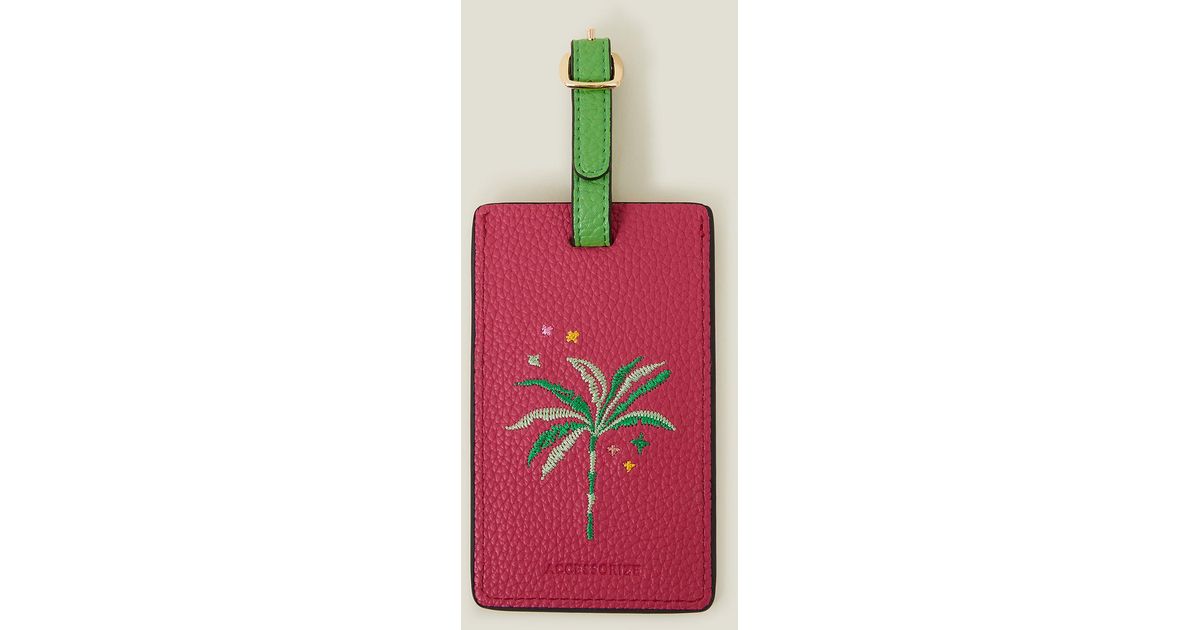 Accessorize And Embroidered Pu Luggage Tag in Pink | Lyst UK