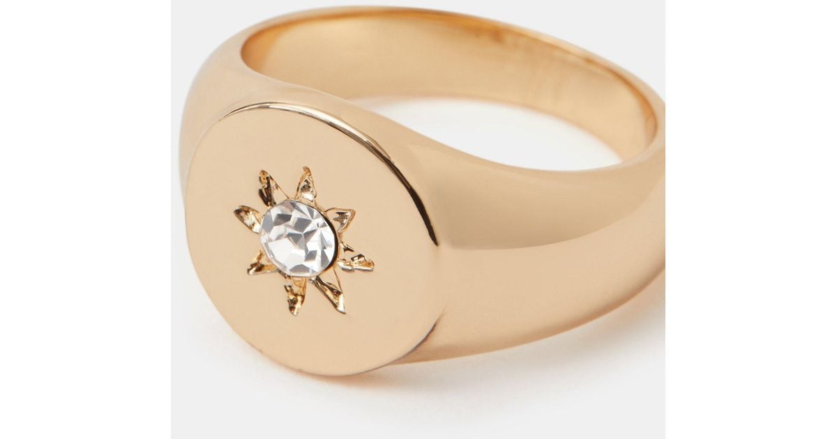 Accessorize Celestial Signet Ring in Natural | Lyst UK