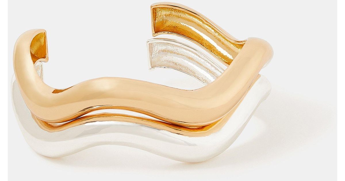 Accessorize 2-Pack Wiggle Bangle Bracelets in Metallic | Lyst UK
