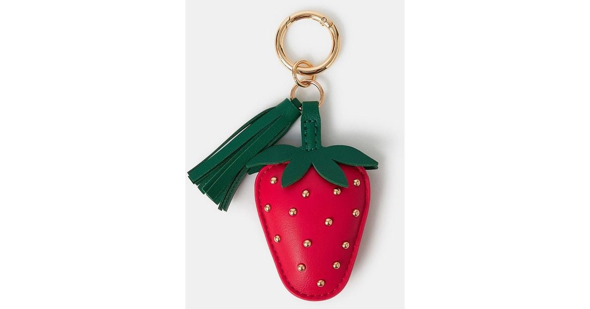 Accessorize Leather Strawberry Bag Charm in Pink | Lyst UK